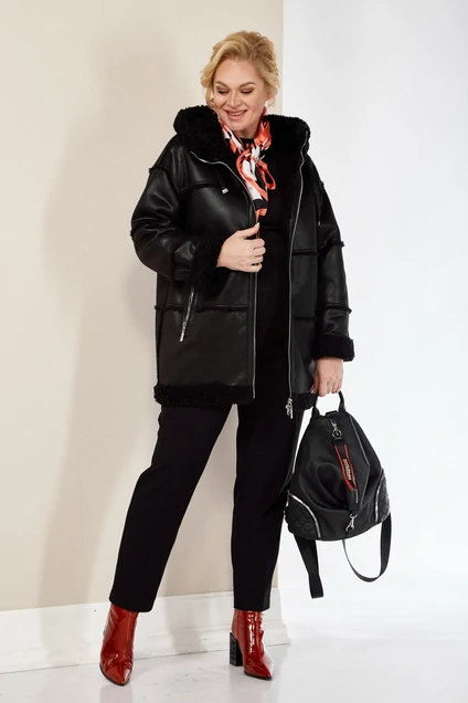 Дубленка 2137 черный Shetti купить в интернет магазине Велесмода